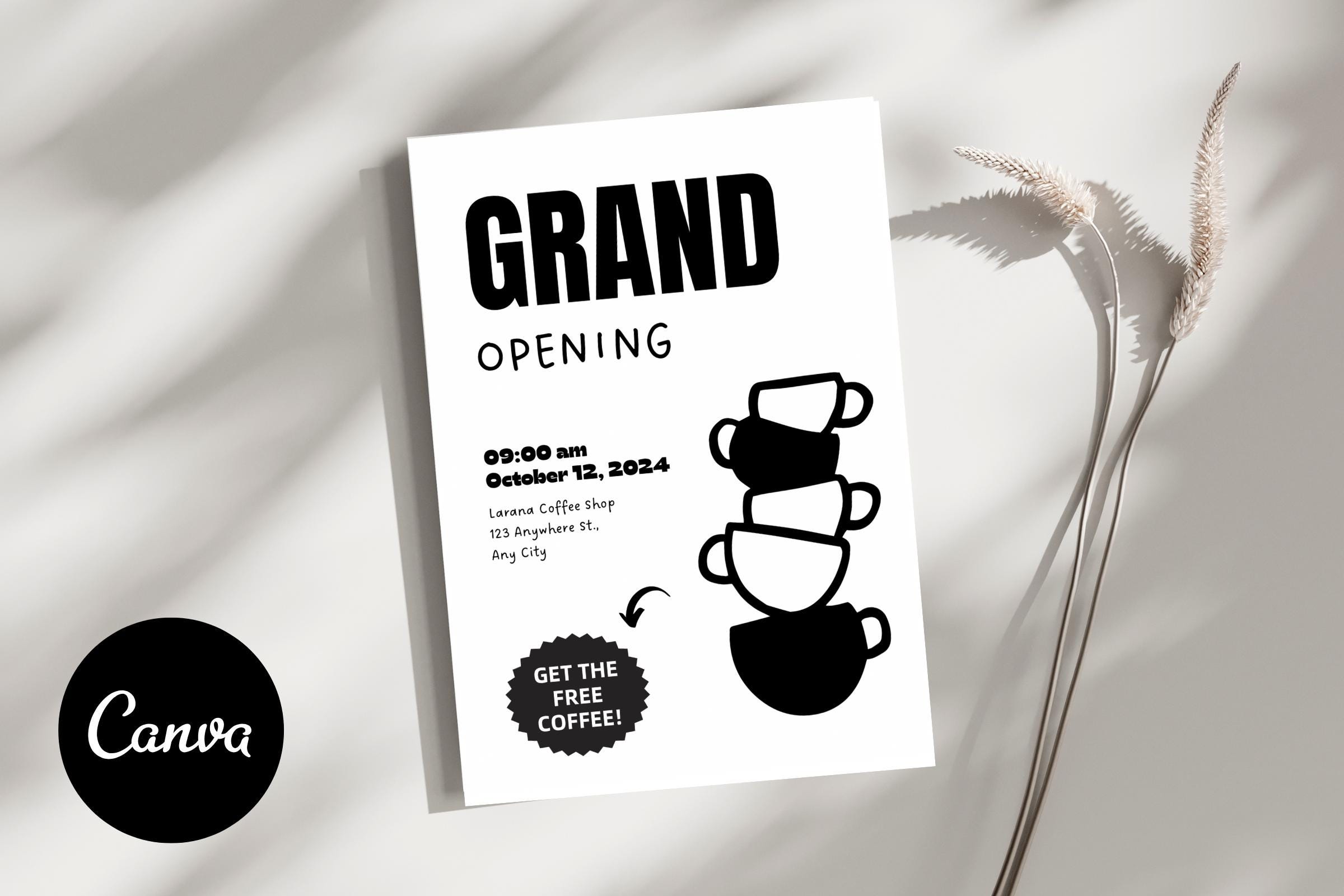 Cute Grand Opening Coffee Shop Flyer | Purrfect Perks Flyer Template - Etsy