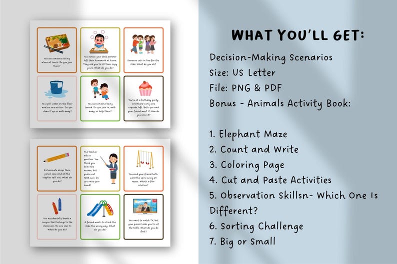 Decision-making Scenarios for Kids | Problem Solving Worksheets ...