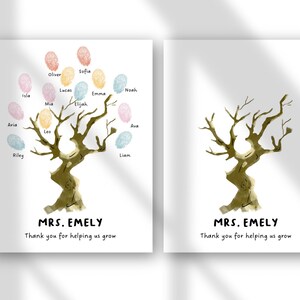DIY Teacher Fingerprint Tree Printable | End-of-year Teacher Gift From ...