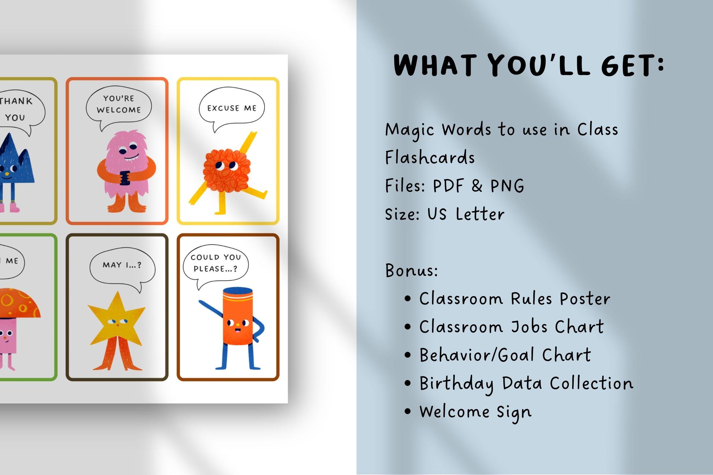 Magic Words Classroom Flashcards | Polite Words for Kids | Manners and ...