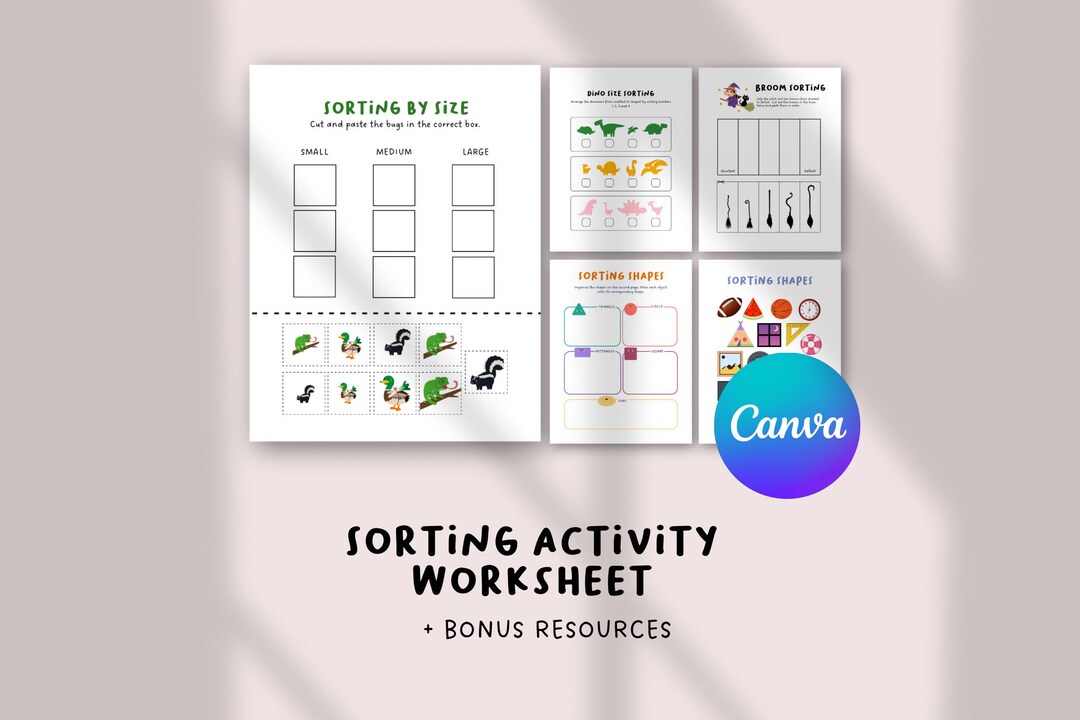 Sorting Activity Worksheet | Preschool & Kindergarten Math and Literacy ...