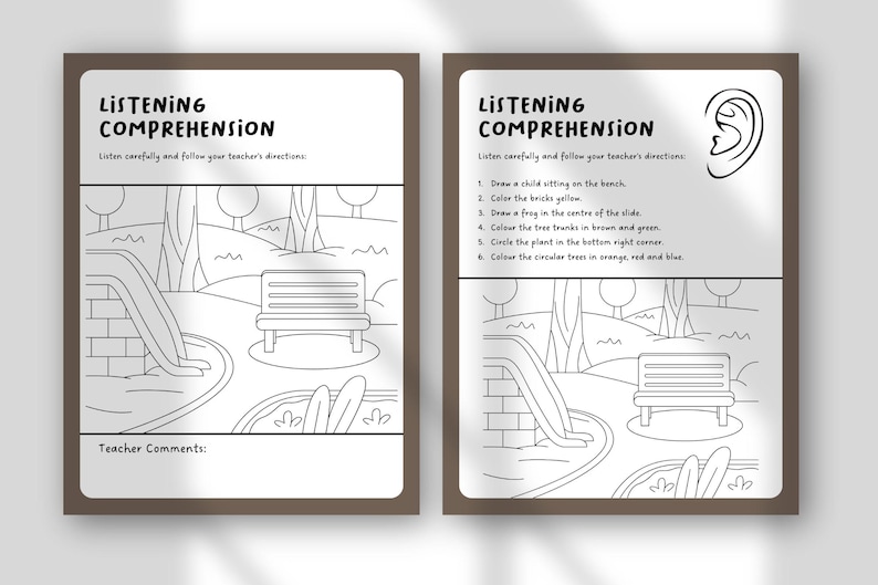 Listening Comprehension Drawing & Coloring Page for Kids | Following ...