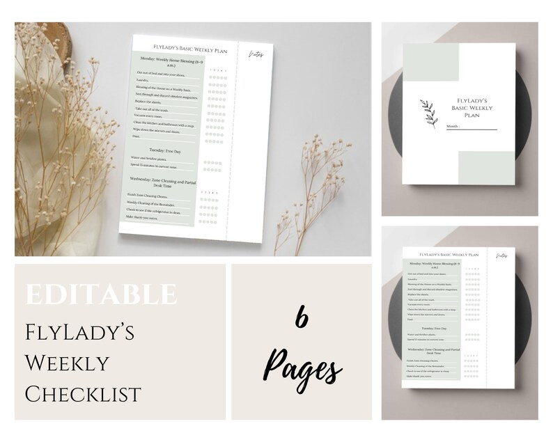 Editable Flylady Basic Weekly Plan & Flylady Weekly Checklist - Etsy