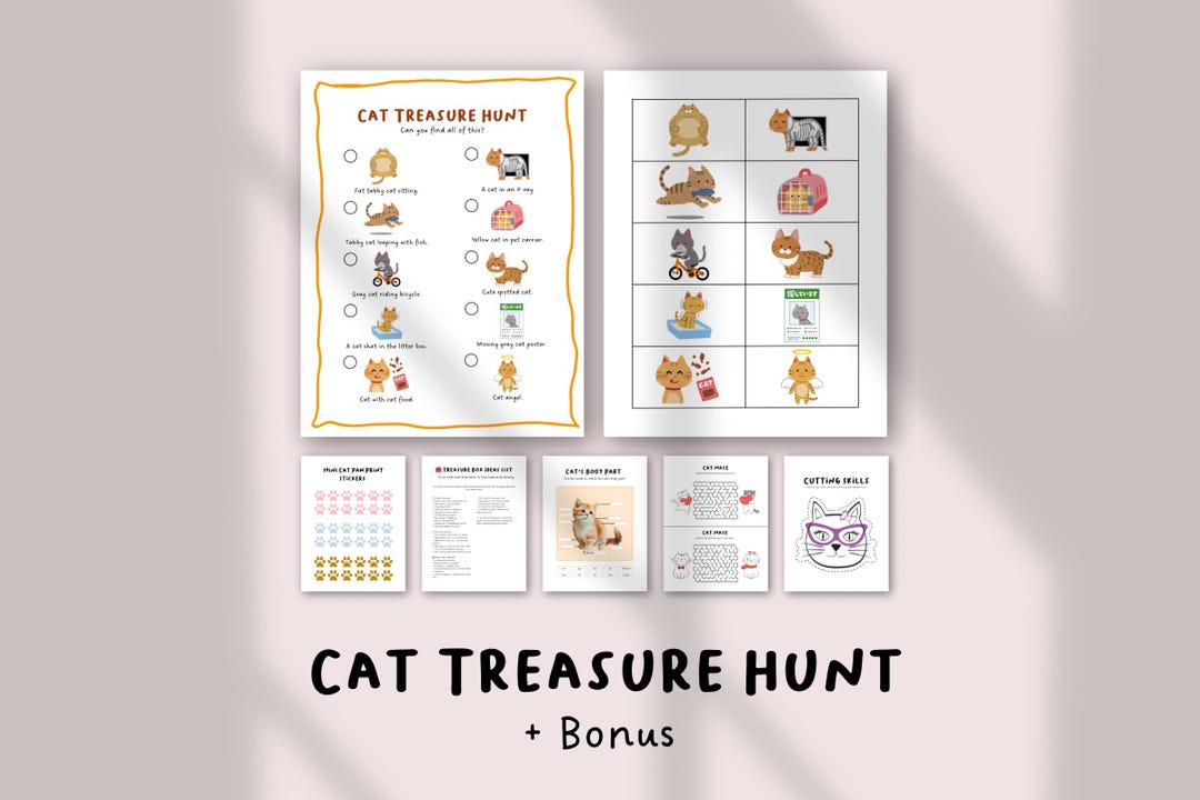 Cat Treasure Hunt for Kids | Printable Kitty-themed Scavenger Hunt Game ...