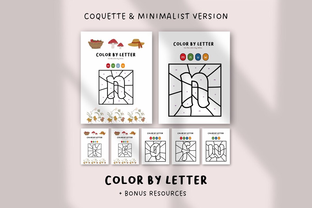 Color by Letter Printable | Coquette & Minimalist Alphabet Coloring ...