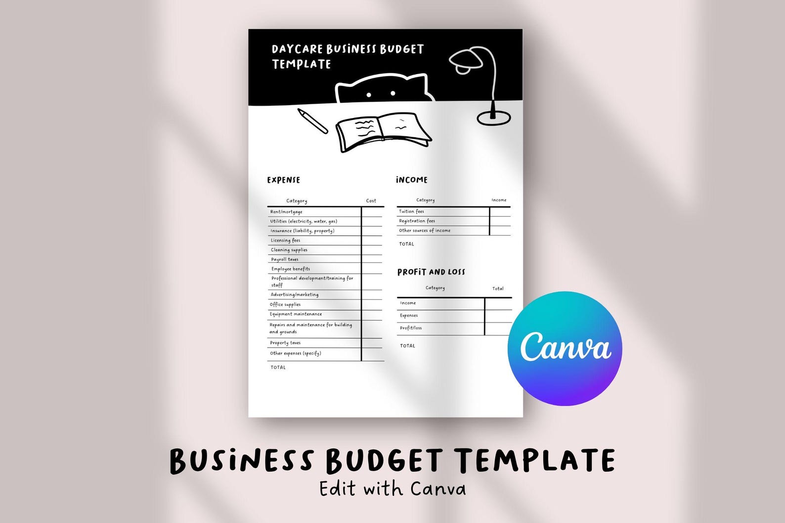 Daycare Business Budget Template | Childcare Expense Tracker ...