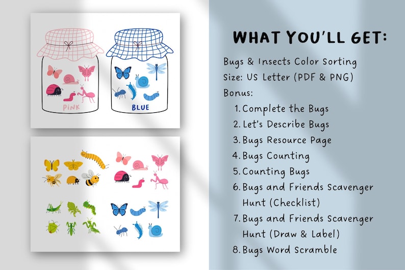 Bugs & Insects Color Sorting Activity | Preschool Toddler Color ...