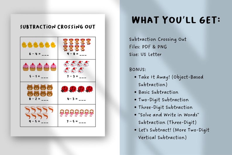 Subtraction Crossing Out Worksheets | Visual Subtraction Strategy ...