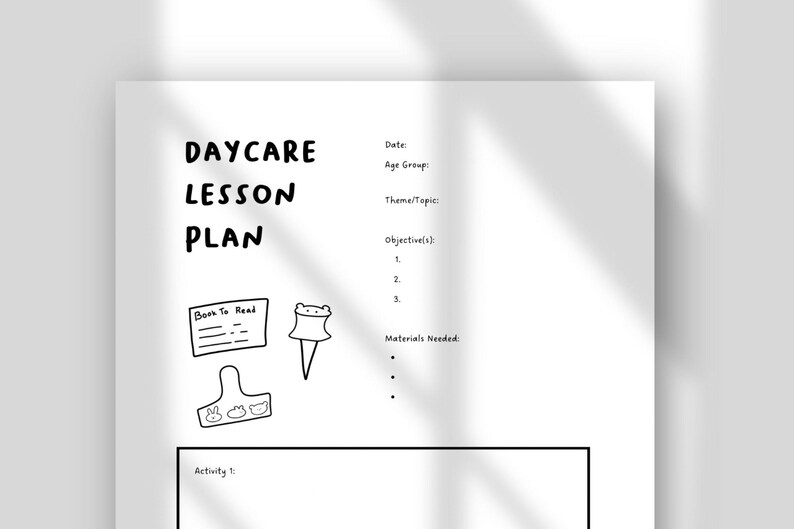 Daycare Lesson Plan Template | Preschool Weekly Planner | Childcare ...
