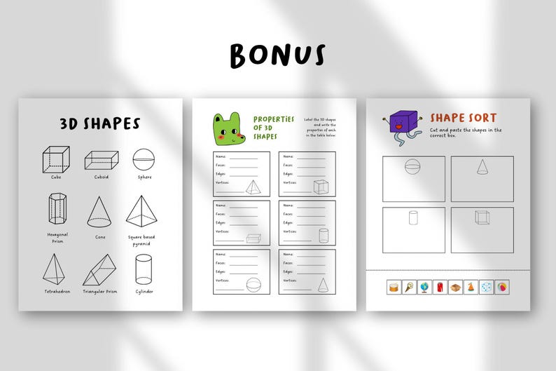 3D Shapes Flashcards | Geometry Learning Cards for Kids | Preschool ...