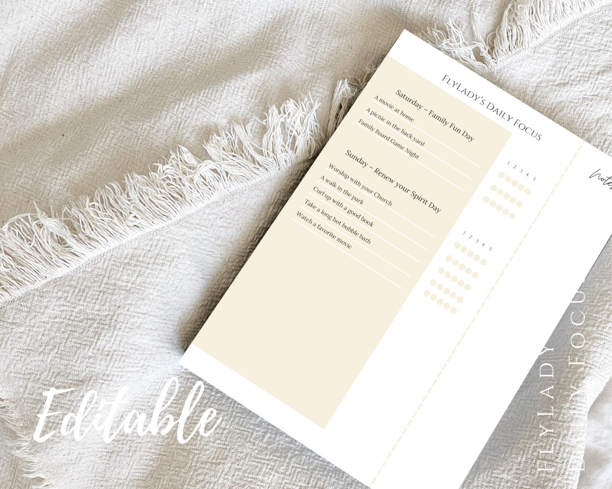 Editable Flylady Daily Focus : Minimalist Version - Etsy