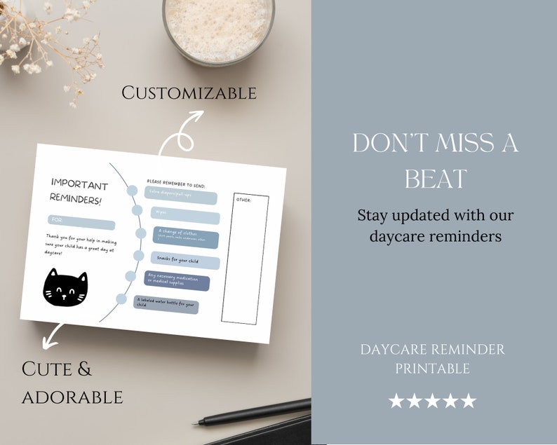 EDITABLE Daycare Reminders Printable Keep Your Child Prepared for the ...