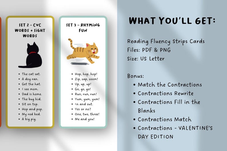Reading Fluency Strips Cards | Printable Reading Practice for Kids ...