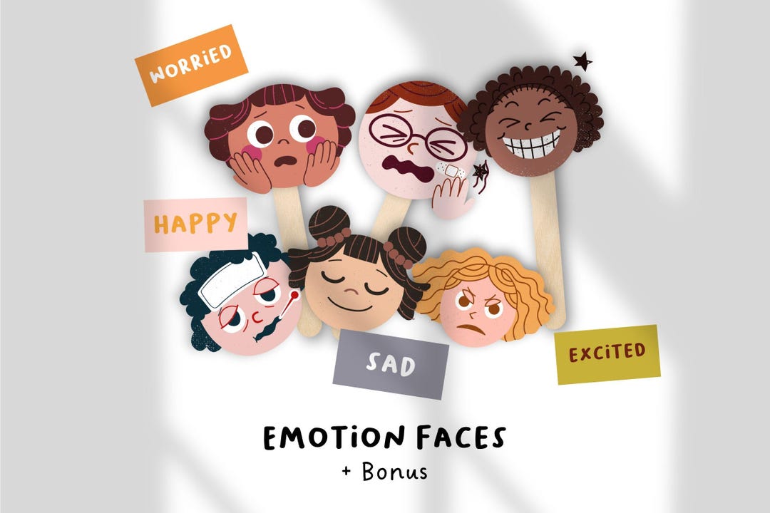 Emotion Faces Printable for Kids, Feelings Flashcards & Posters, Social ...