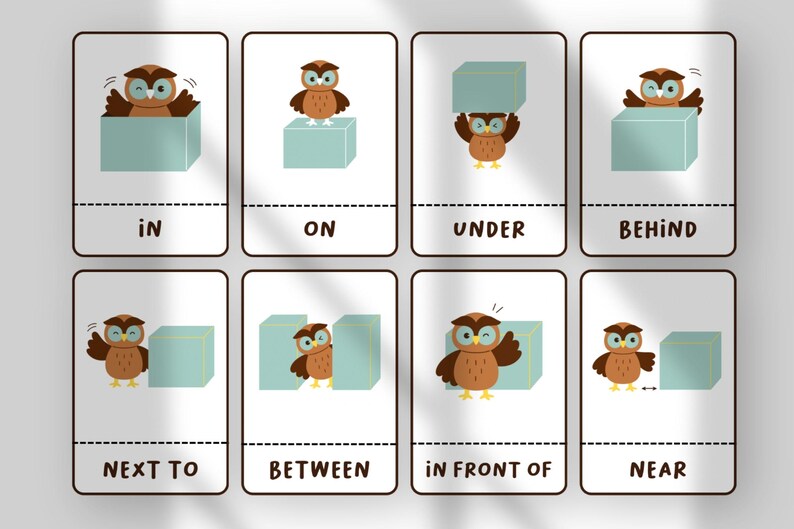 Prepositions of Place Flashcards | ESL Grammar Learning Cards | Kids ...