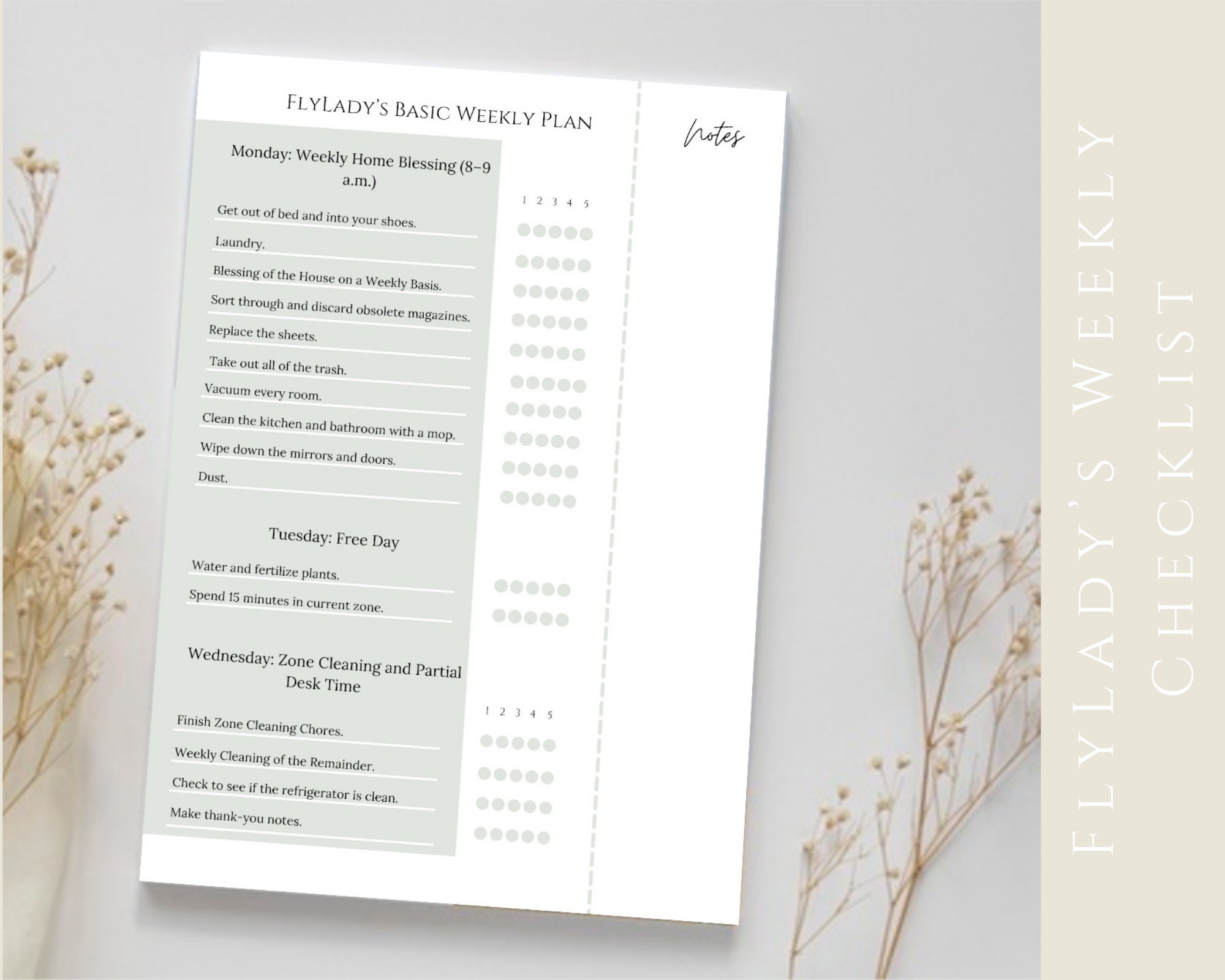 Editable Flylady Basic Weekly Plan & Flylady Weekly Checklist - Etsy