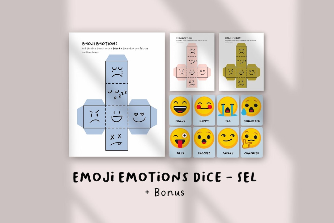 Emoji Emotions Dice Printable | SEL Worksheet for Kids | Feelings Dice ...