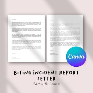 Daycare Biting Letter to Parents - Editable Template (canva) - Etsy