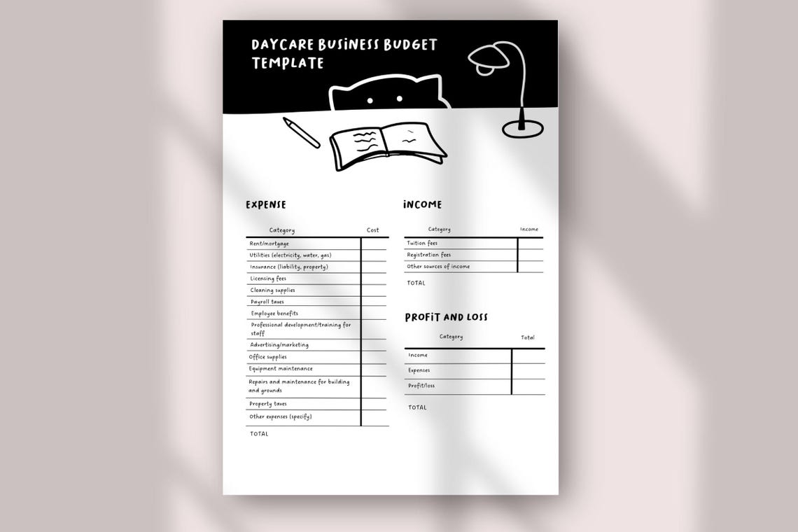 Daycare Business Budget Template | Childcare Expense Tracker ...