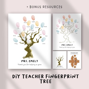 DIY Teacher Fingerprint Tree Printable | End-of-year Teacher Gift From ...
