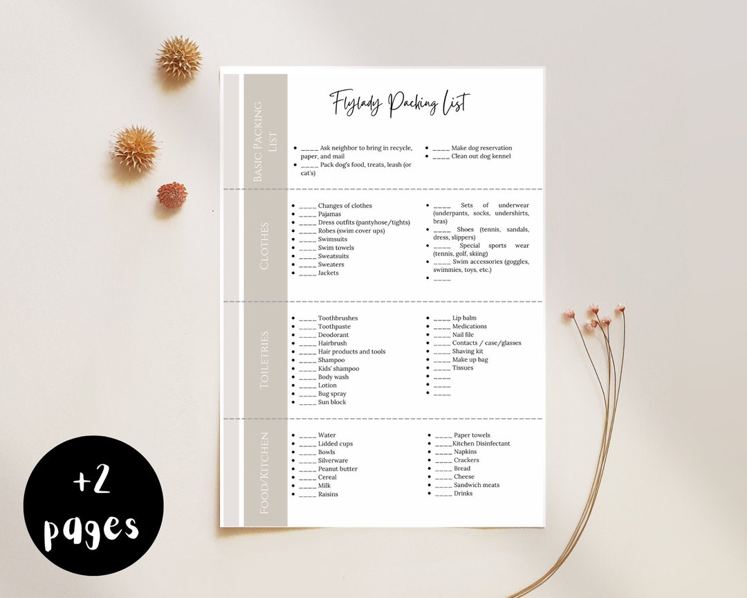 Editable Flylady's Packing List Control Journal : Minimalist Version - Etsy