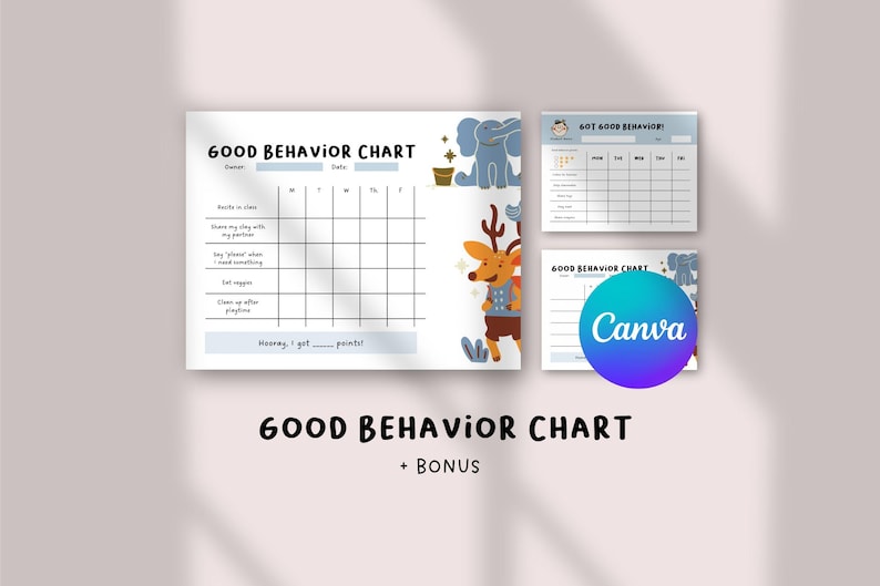 Editable Good Behavior Chart for Kids | Canva Template | Classroom ...