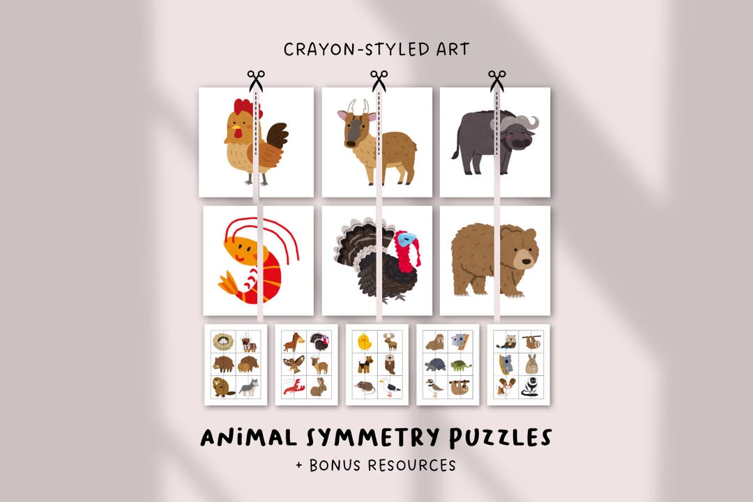 Animal Symmetry Puzzles & Matching Game | Fun Printable Activity for ...