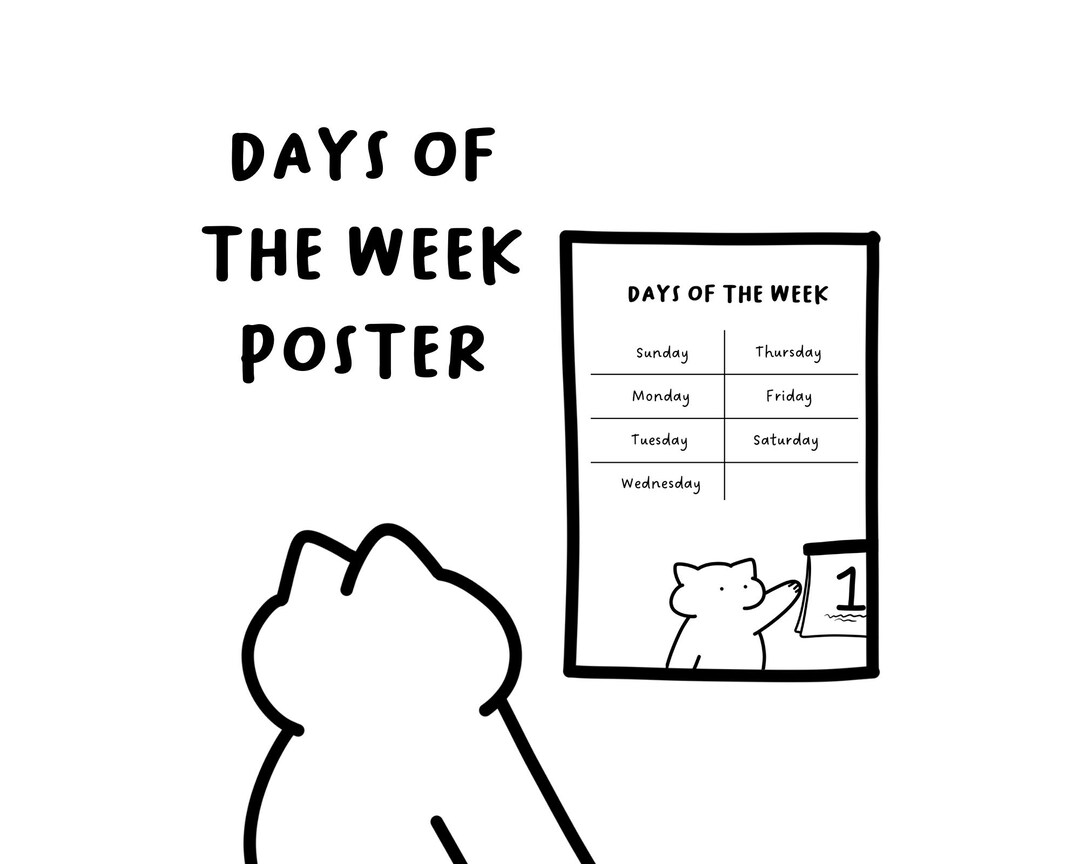 Days of the Week Poster | Educational Wall Art for Kids | Week Learning ...