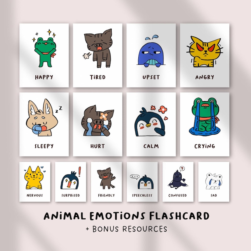 Feelings Chart Animals - Etsy