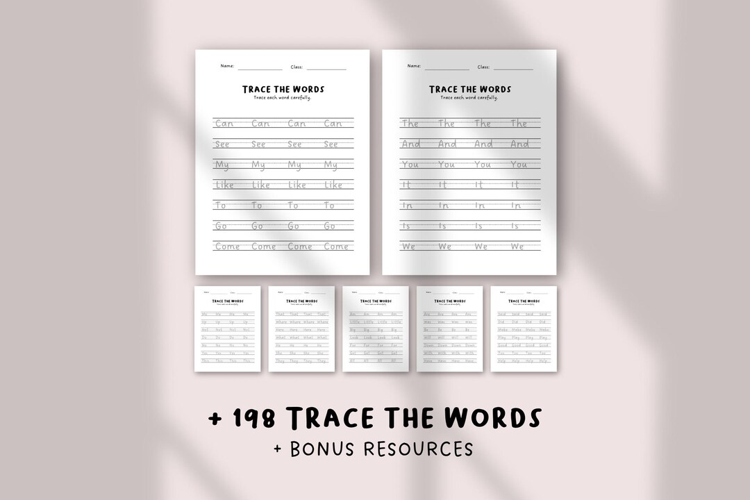 Trace the Words Worksheets – 198 Printable Word Tracing Pages ...