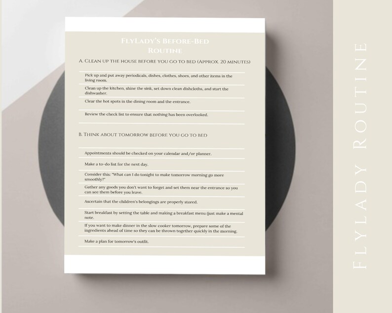 Editable Flyladys Routine : Before-bed Routine & Morning Routine - Etsy