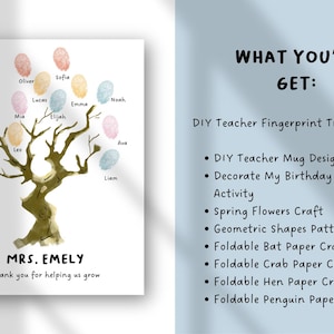 DIY Teacher Fingerprint Tree Printable | End-of-year Teacher Gift From ...