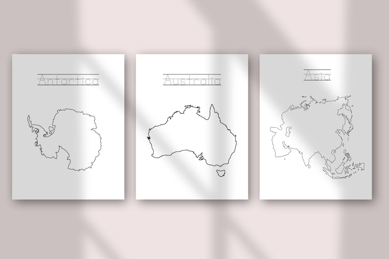 Continents Coloring Pages & Map Outlines | Montessori Geography ...