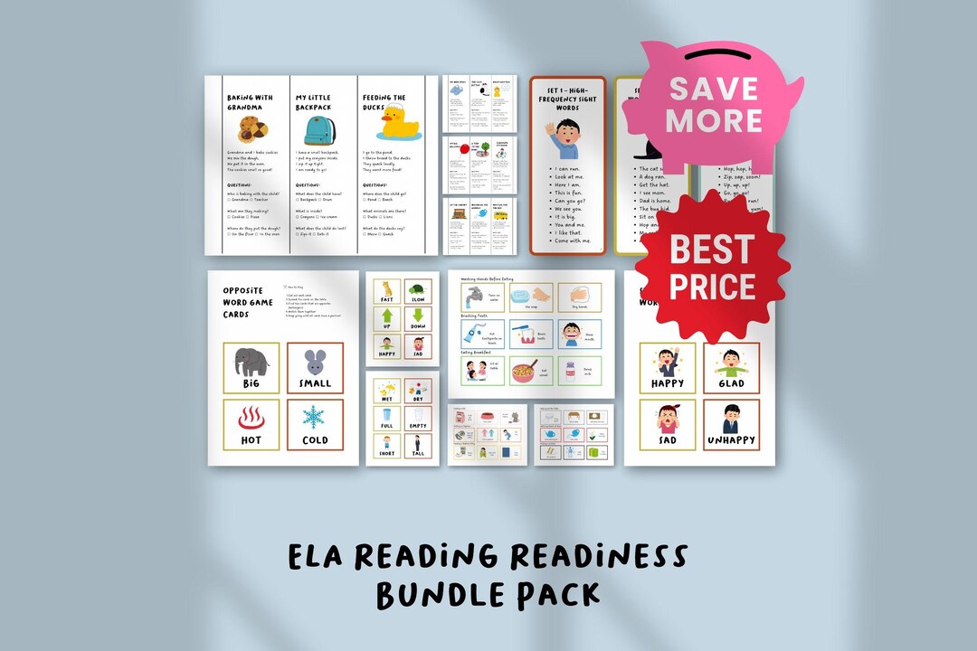 ELA Reading Readiness Bundle Pack | Early Literacy Worksheets | Phonics ...