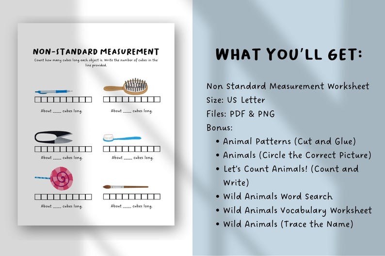 Non Standard Measurement Worksheet | Kindergarten Math Printable ...