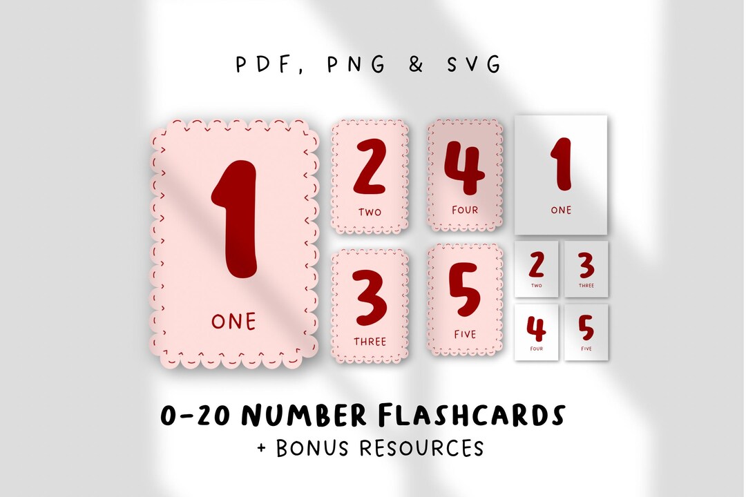 Numbers 1-20 Flashcards Svg, Png, Pdf – Preschool & Kindergarten ...