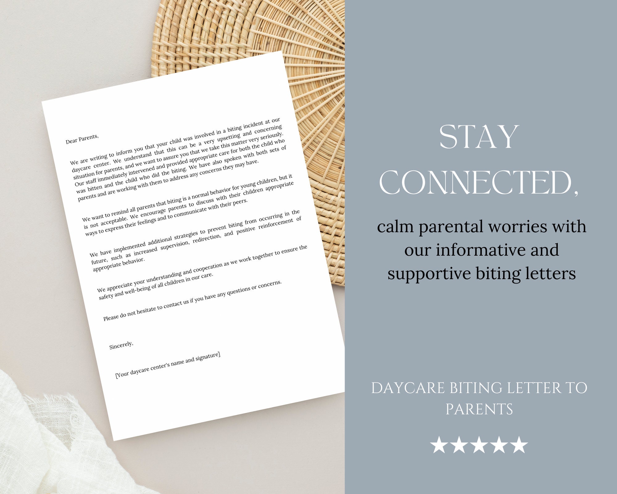 Daycare Biting Letter to Parents - Editable Template (canva) - Etsy