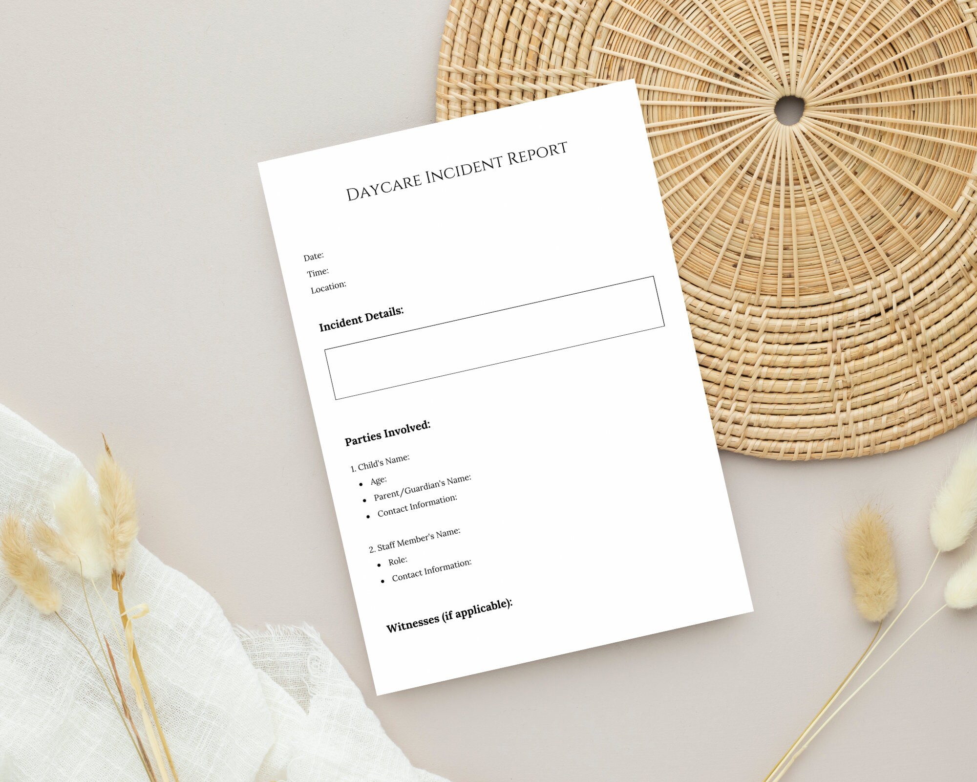 Daycare Incident Report Edit in Canva Building Trust One - Etsy