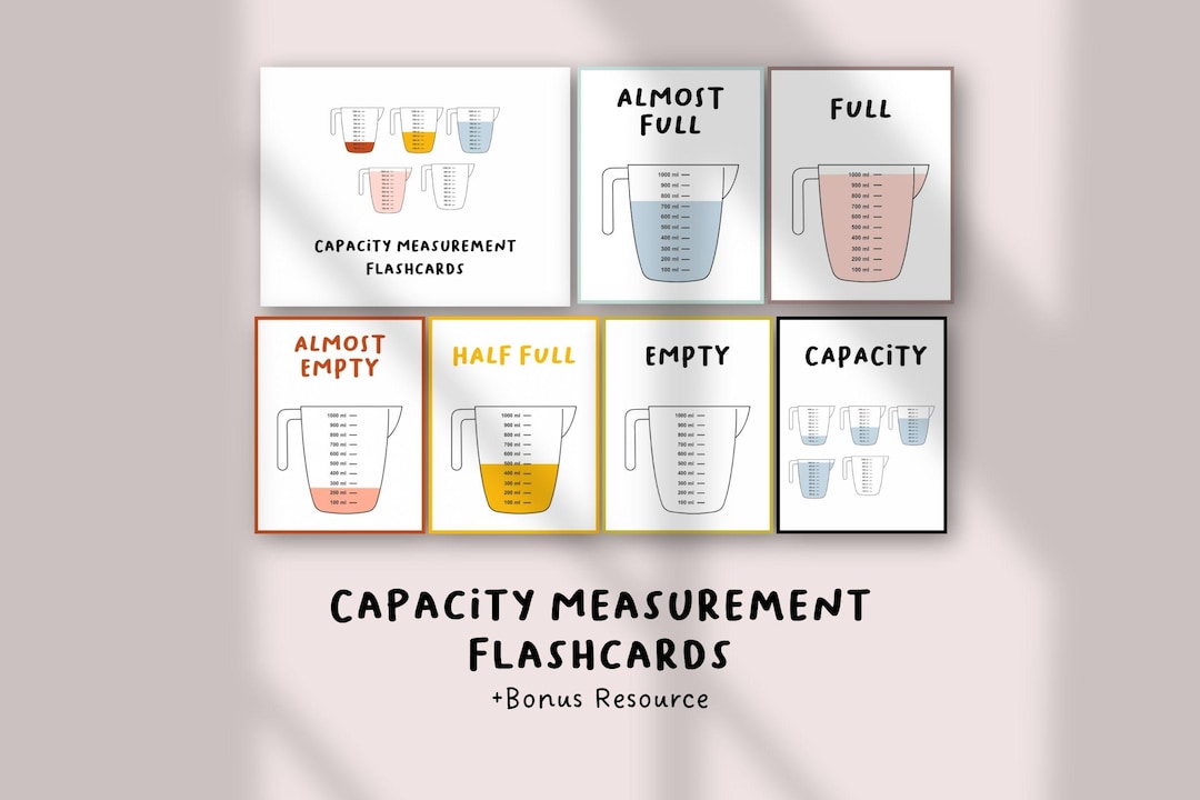 Capacity Measurement Flashcards | Math Measurement Activities for Kids ...