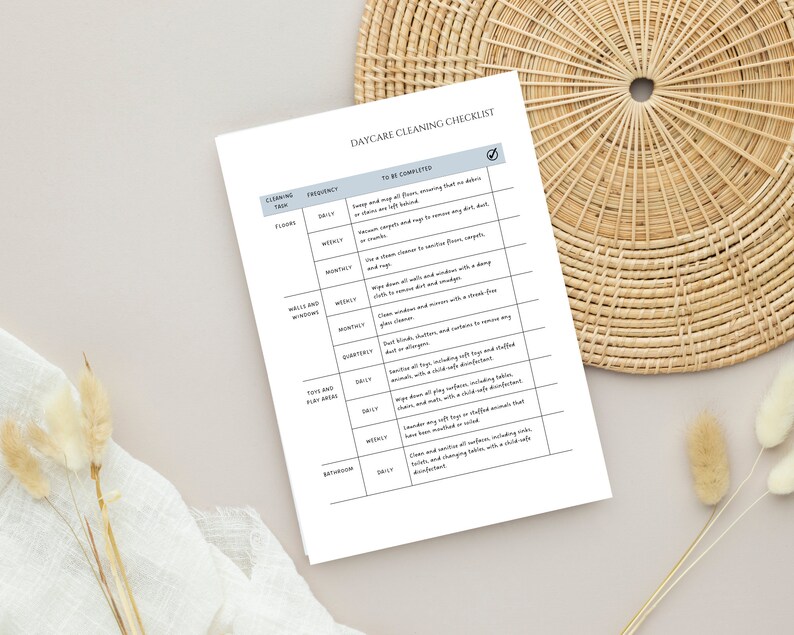 Daycare Cleaning Checklist Editable Template canva - Etsy