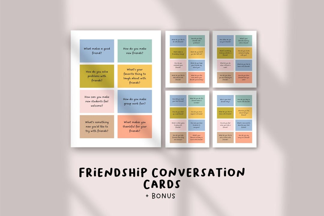 Friendship Conversation Cards for Kids | Ice Breakers | SEL Counseling ...