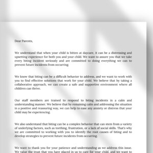 Daycare Biting Letter to Parents - Editable Template (canva) - Etsy