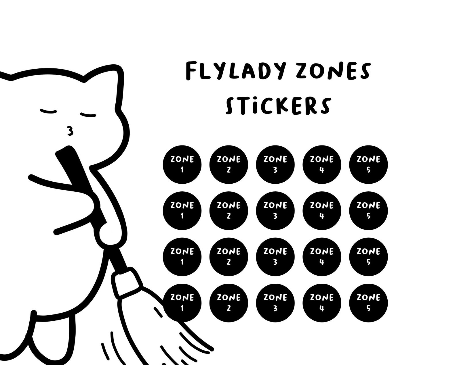 Minimalist Flylady Zone Stickers - Printable PDF, SVG, PNG - Etsy