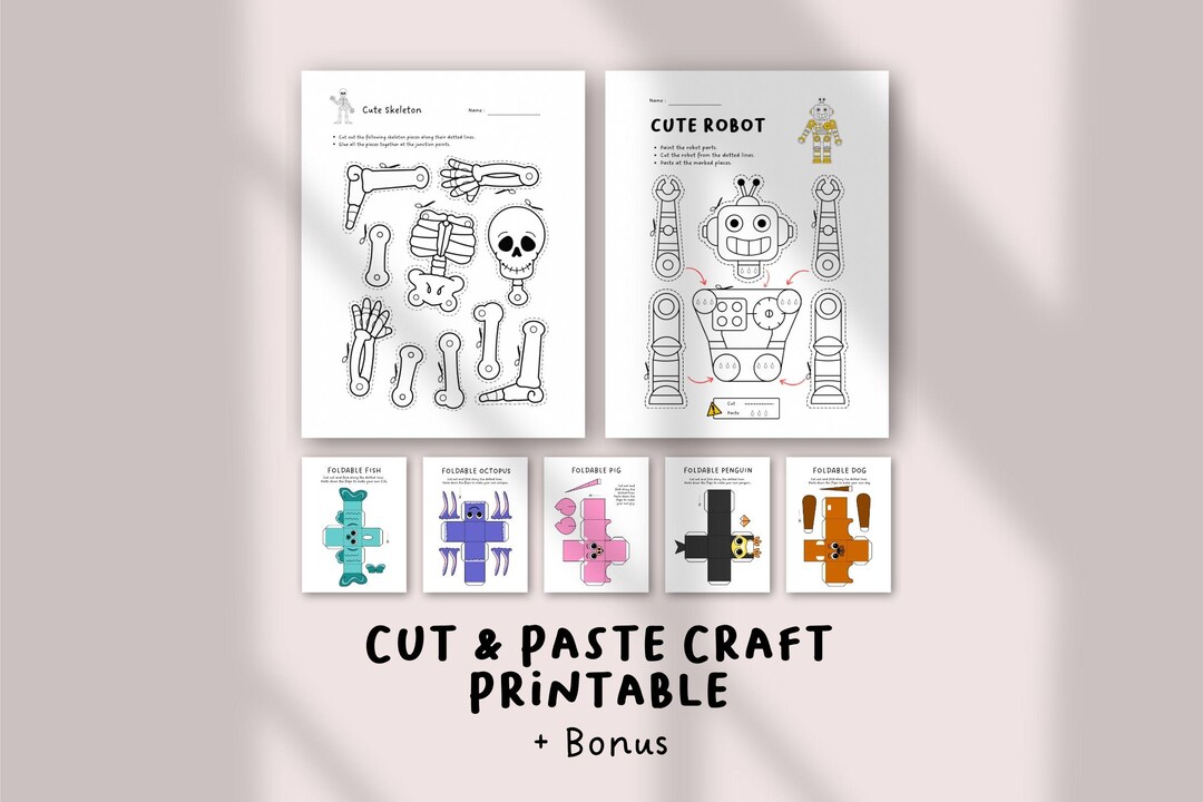 Cut and Paste Robot and Skeleton | Easy Craft for Kids | Halloween ...