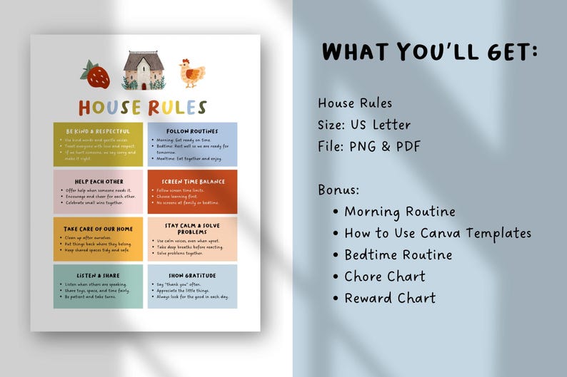 Editable Family House Rules Chart | Printable Family Rules & Values ...