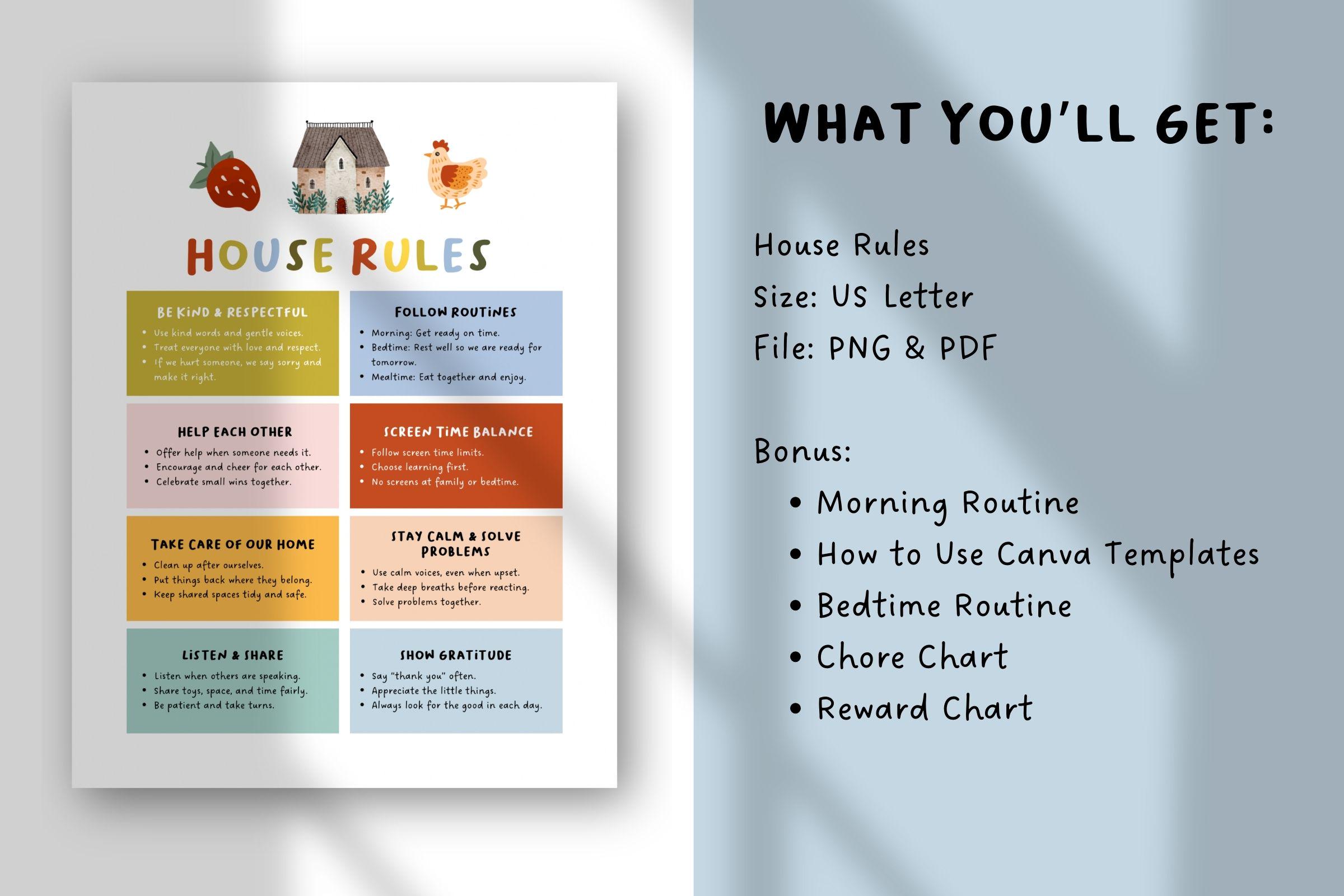 Editable Family House Rules Chart | Printable Family Rules & Values ...