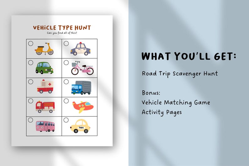 Road Trip Scavenger Hunt for Kids | Printable Car Ride Game | Travel ...