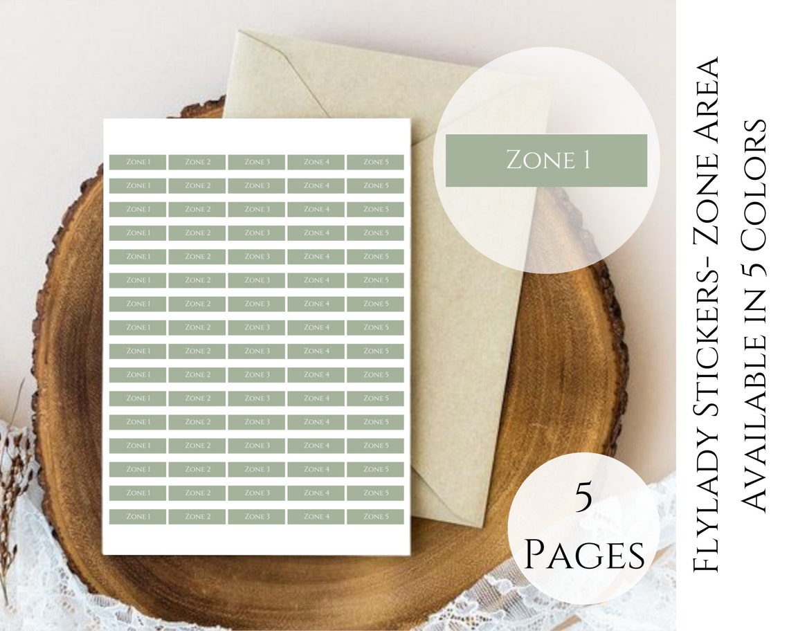 Flylady Zones Stickers printable : Available in 5 Colors - Etsy