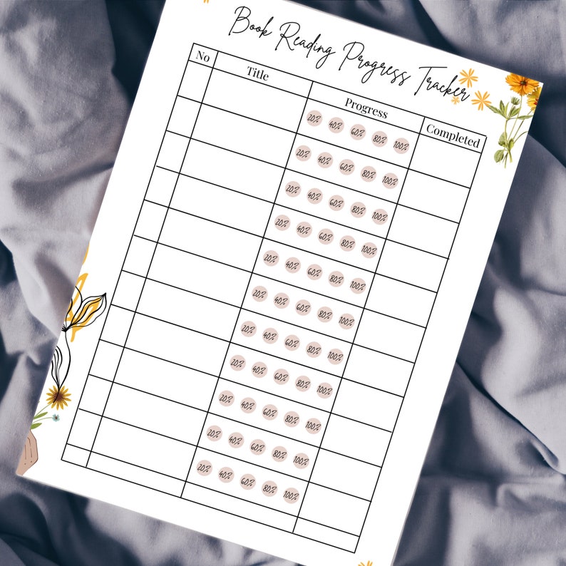 Book Reading Progress Tracker Productivity Planner Book - Etsy