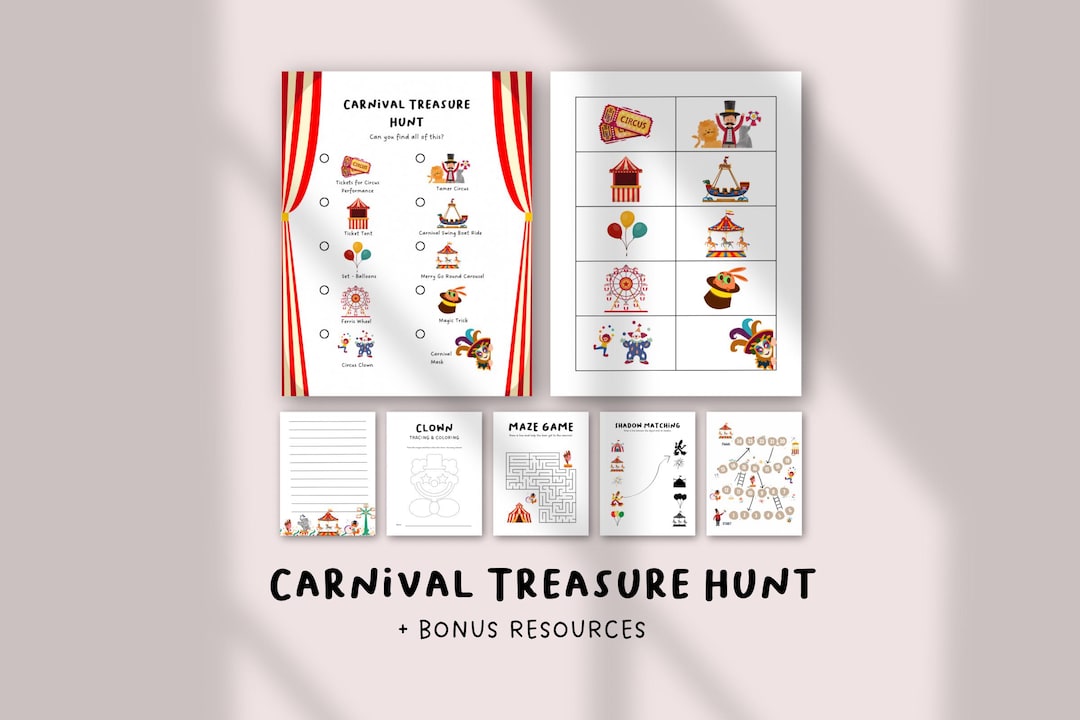 Carnival Treasure Hunt Printable Game | Circus Party Activity for Kids ...